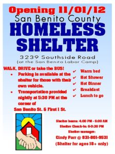 Homeless Shelter Open | BenitoLink