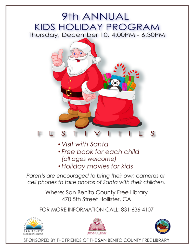 Kids Library Holiday Program on Dec. 10 | BenitoLink