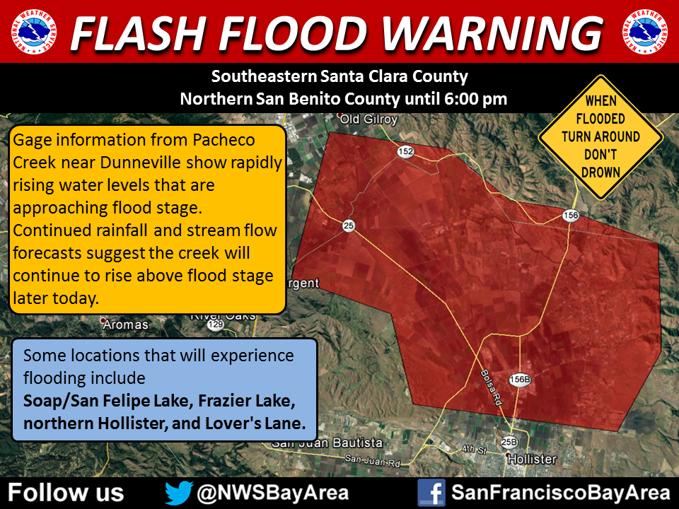 UPDATED: Flash flood warning, evacuations at Lovers Lane | BenitoLink