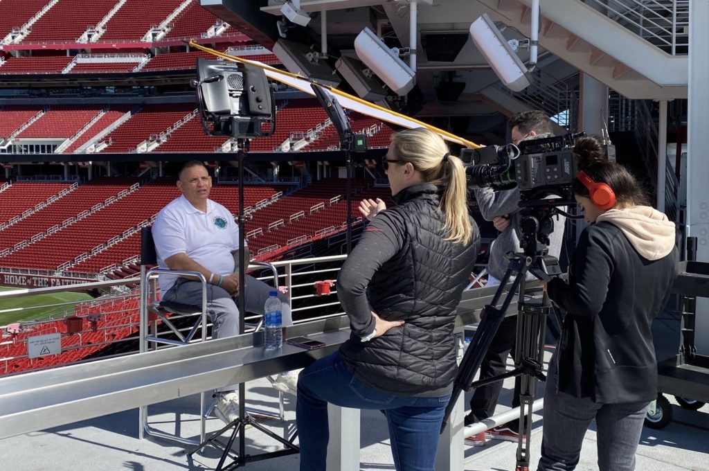 Danny Chavez being interviewed at Levi’s Stadium about using the power ...